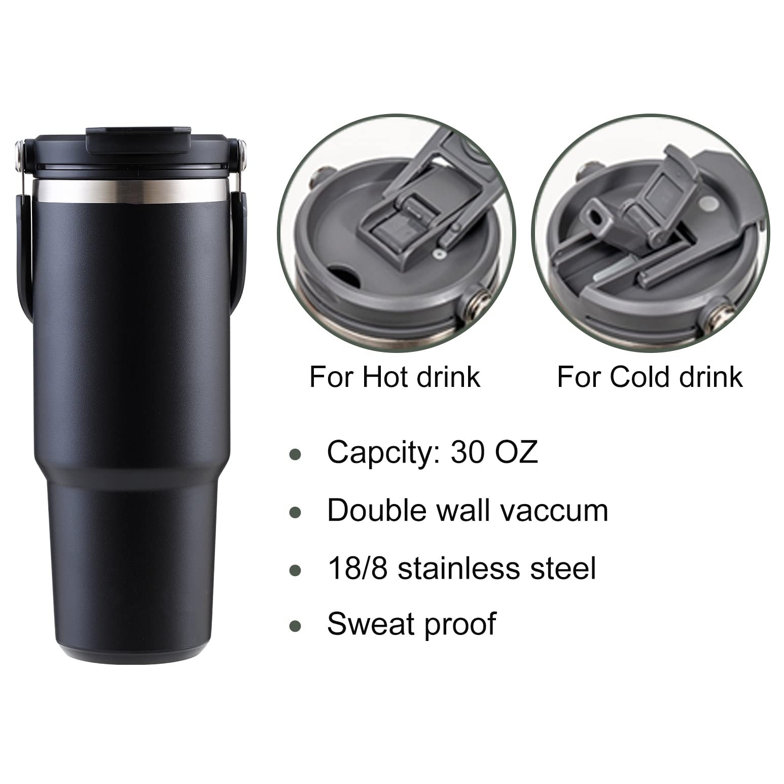 Innopack outdoor high quanlity double wall vaccum tumbler with handle leakproof tumbler (30 OZ, Green)