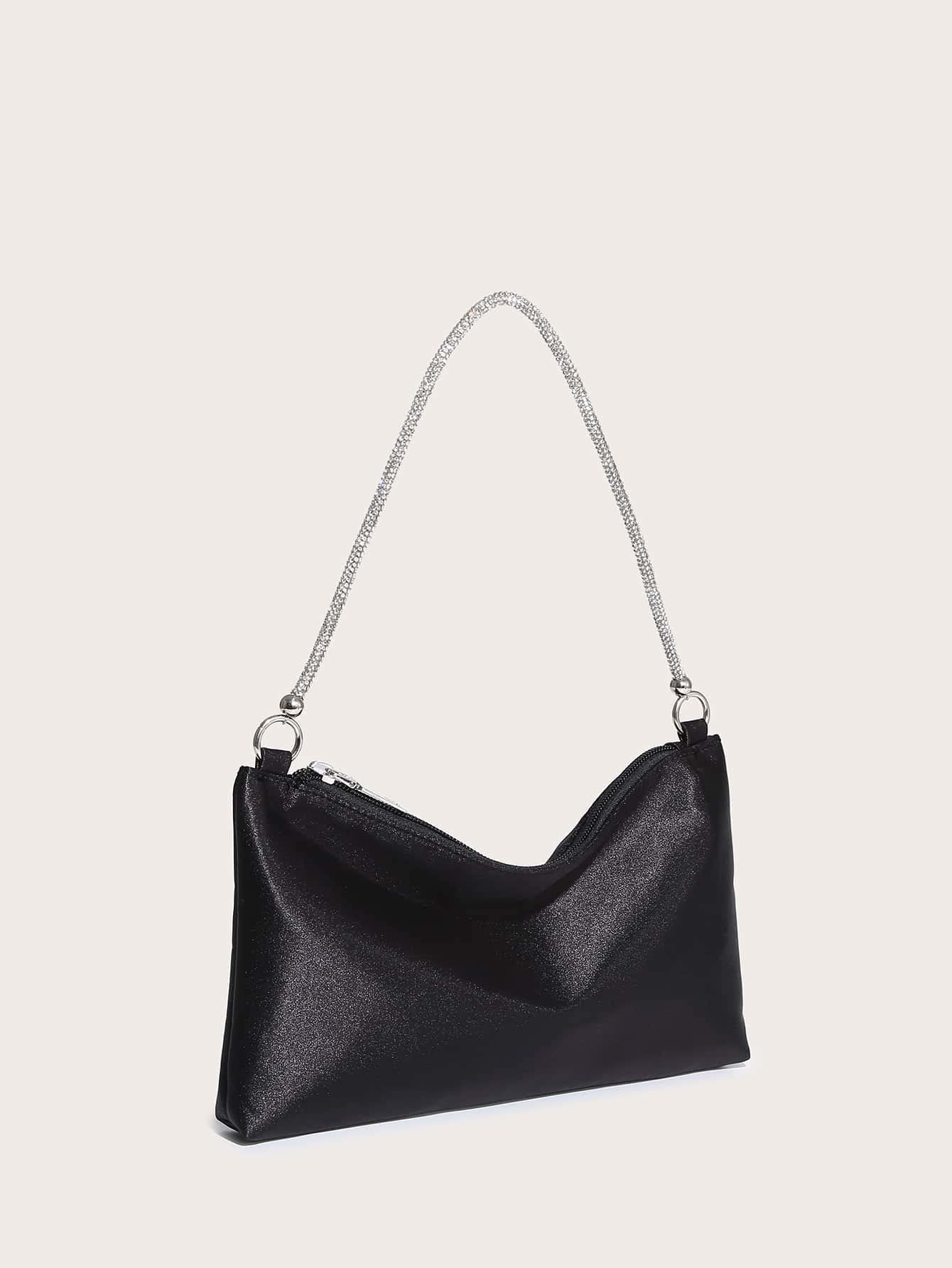 GORGLITTER Women's Satin Evening Handbag Wedding Prom Clutch Purse Party Formal Cocktail Clutches Shoulder Bag Black One Size