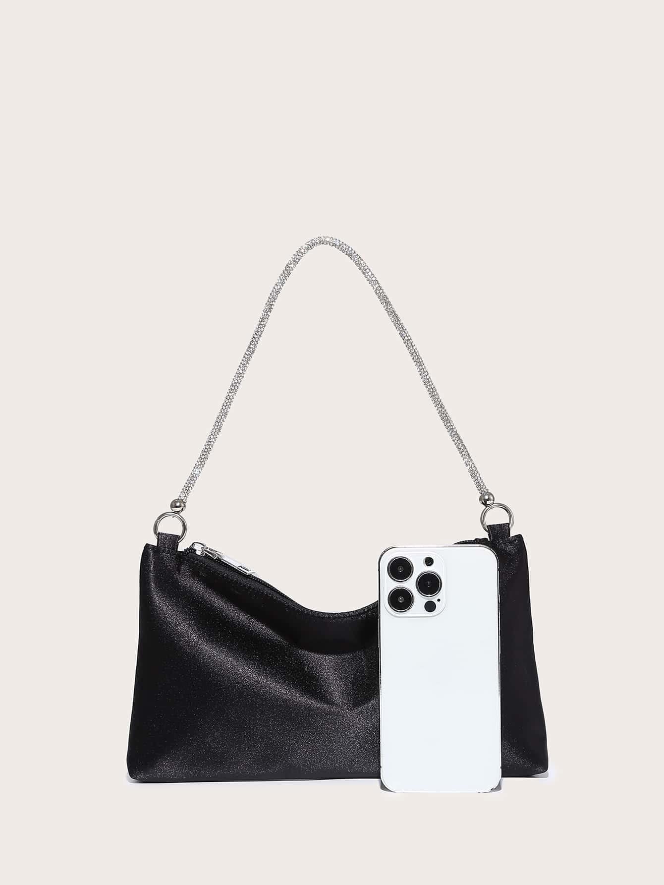 GORGLITTER Women's Satin Evening Handbag Wedding Prom Clutch Purse Party Formal Cocktail Clutches Shoulder Bag Black One Size