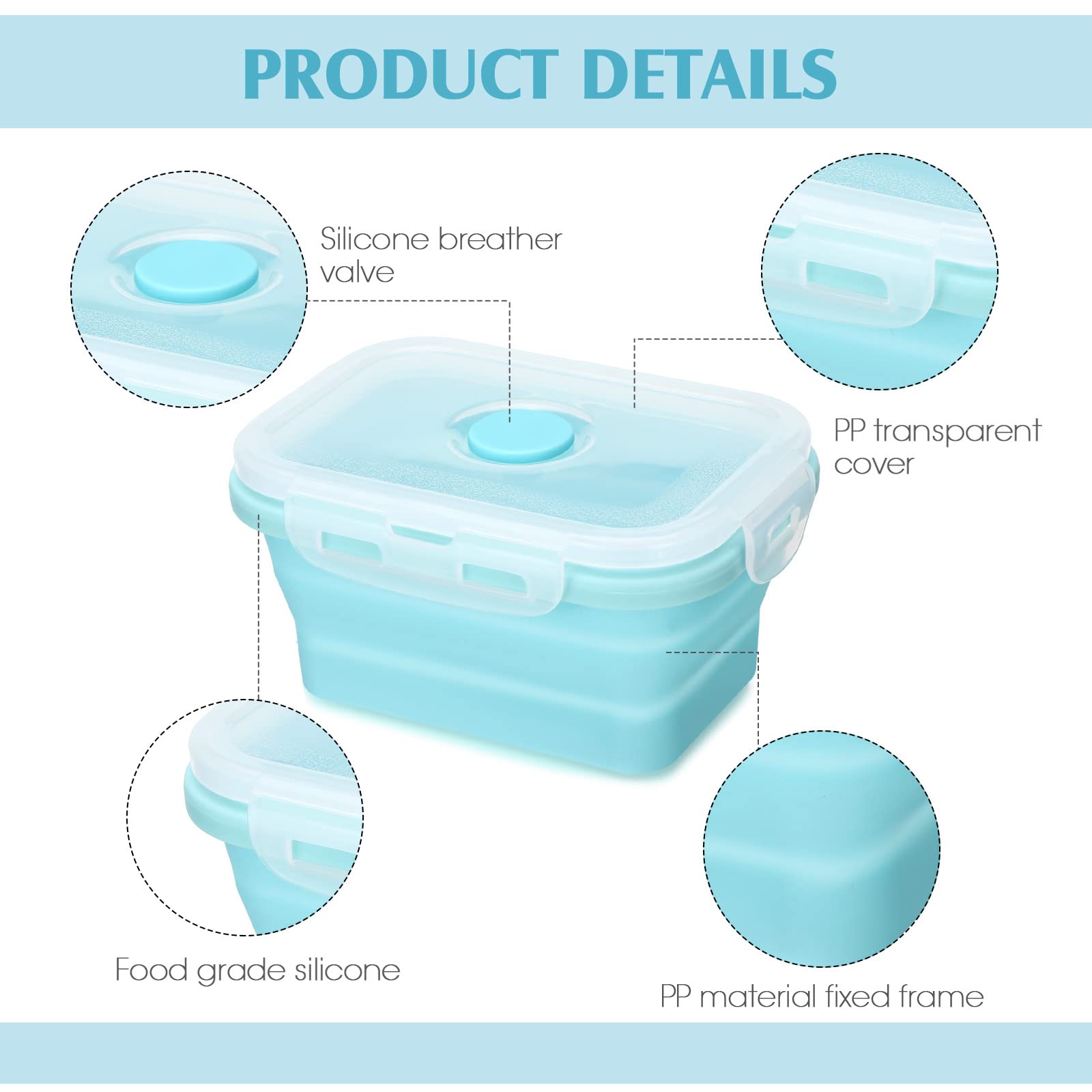 Maxdot Set of 12 Silicone Food Storage Containers Collapsible Bowls with Lids Vacuum Seal Silicone Lunch Box for Fruit Meal Freezer Kitchen Microwave Dishwasher Safe (Mixed Color, 12 oz)