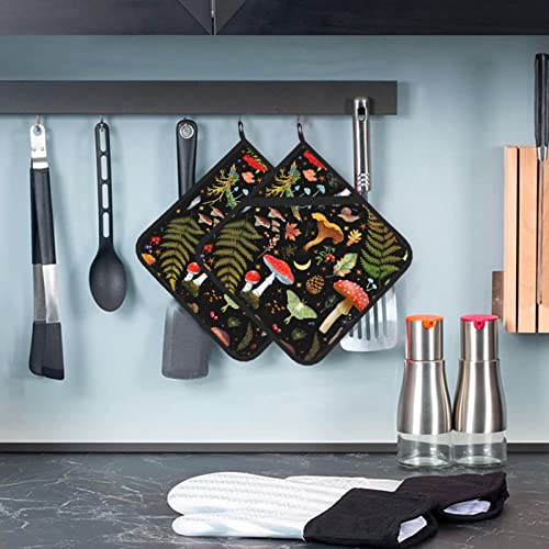Mushroom Pot Holders Sets, Kitchen Potholders for Cooking Baking BBQ Grilling (2-Piece Sets)