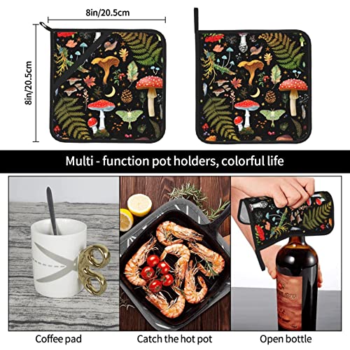 Mushroom Pot Holders Sets, Kitchen Potholders for Cooking Baking BBQ Grilling (2-Piece Sets)