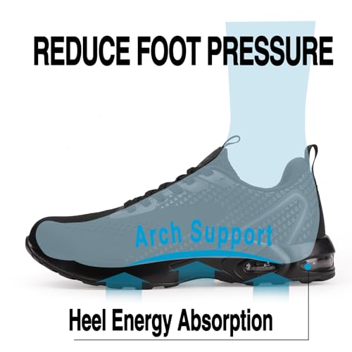 NIFOFISE Steel Toe Shoes for Women Safety Work Shoes Composite Toe Sneakers Slip Resistant Blk 39