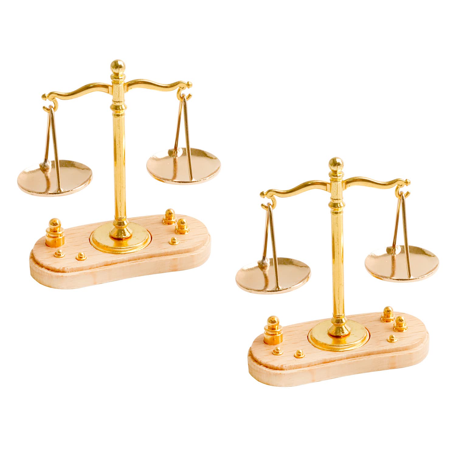 1: 12 Scale Miniature Vintage Balance Scale with Weights Retro Metal Weighing Scale Mini Balance Scales Weight Mini Balance Justice Law Scale Model for Mini House Home Decor, Set of 2
