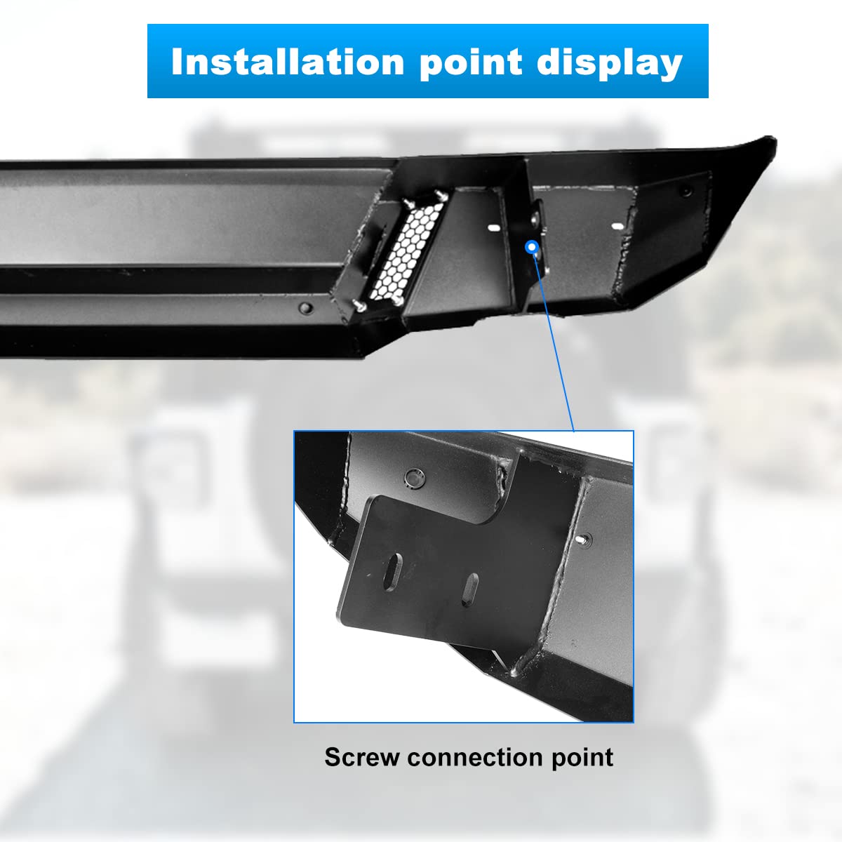 Rear Bumper Fit for 2018 2019 2020 2021 2022 2023 2024 Jeep Wrangler JL/JLU 2&4 Doors Full Width Offroad Back Bumper with OEM Reverse Sensor Holes Replacement Exterior Accessories