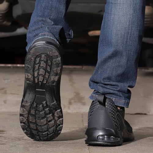 NIFOFISE Steel Toe Shoes for Women Safety Work Shoes Composite Toe Sneakers Slip Resistant Blk 39