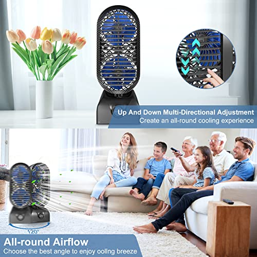 ACEDIS Tower Fan Oscillating Fan, 11'' Portable Small Desk Fan with Stepless Speed, 120° Oscillation, Battery Table Fan, 10000 mAh Rechargeable USB Oscillating Fan for Bedroom, Office and Outdoor