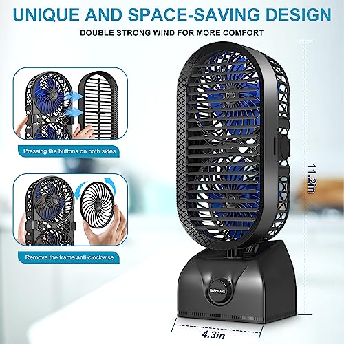 ACEDIS Tower Fan Oscillating Fan, 11'' Portable Small Desk Fan with Stepless Speed, 120° Oscillation, Battery Table Fan, 10000 mAh Rechargeable USB Oscillating Fan for Bedroom, Office and Outdoor