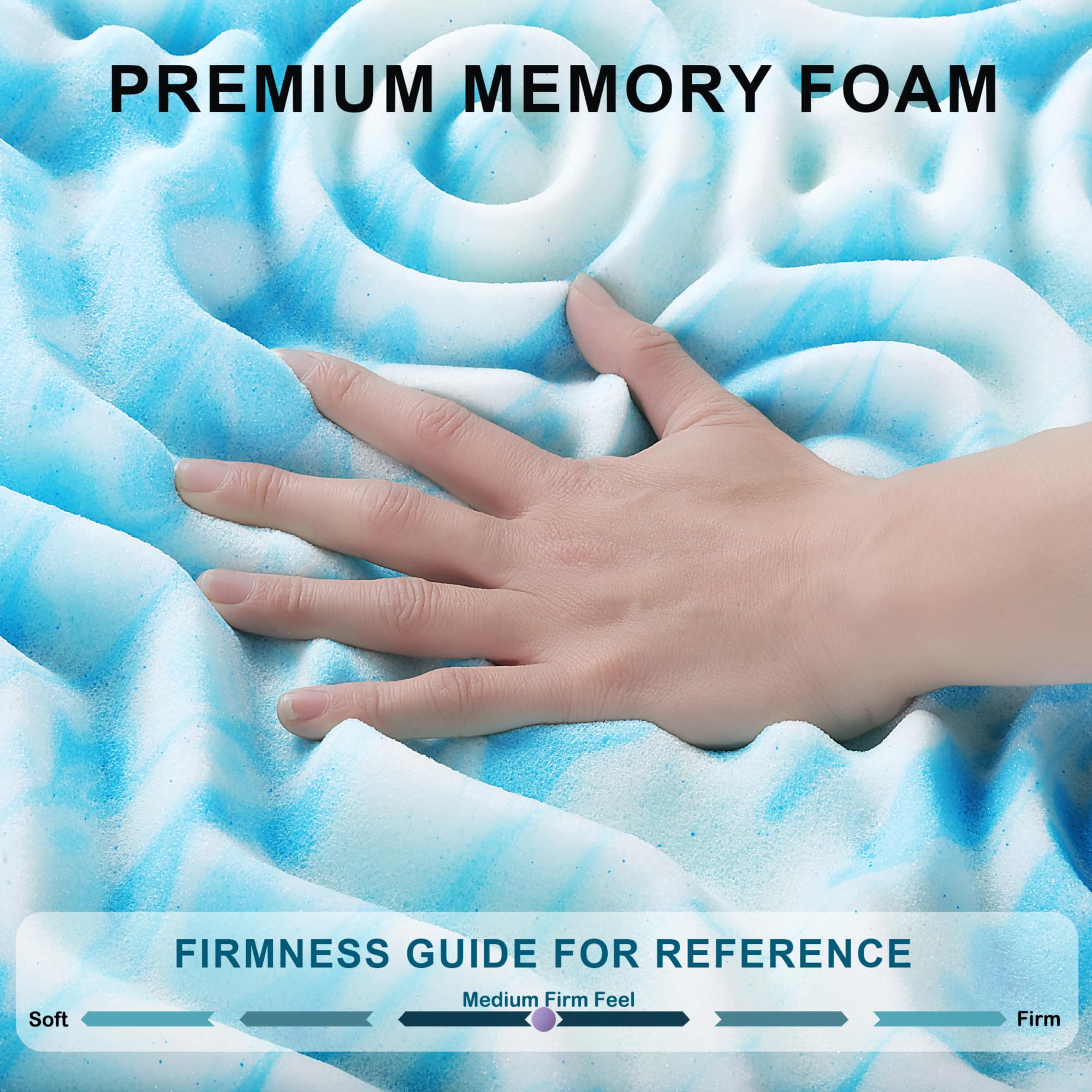 Askme 2 Inch 7-Zone Twin Memory Foam Mattress Topper, Cooling Gel Foam Mattress Topper for Pressure Relief,Bed Topper in a Box CertiPUR-US Certified, Twin Size