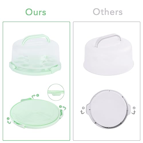 DZ CLAN Cake Carrier, Cake Container Plastic Cover Lid, Cake Carrier with Lid and Handle, Set of 2(10+8inch)