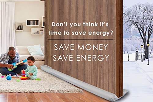 KOALA Design Under Door Draft Stopper 32 to 38 Inch Door Breeze Dust Air Blocker Adjustable Draft Stoppers Double Sided Draft Guard with 2.1 Foam (Gray-1)