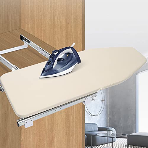 LGODDYS Folding Ironing Board Retractable Pull Out Ironing Board Closet Sliding Out Swivel Iron Board Space Saving Tabletop Small Ironing Board (Grey)