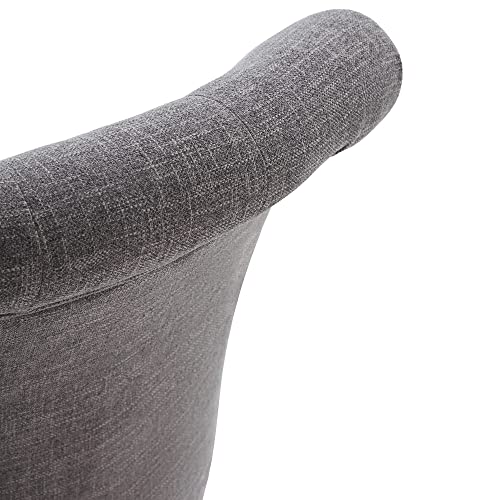 Batohom Home Office Chair Adjustable Height Swivel Chair with Wheels Linen Fabric Upholstered Computer Desk Chair with Wooden Legs Comfortable Armless Chair for Home Office Study Studio(Grey)