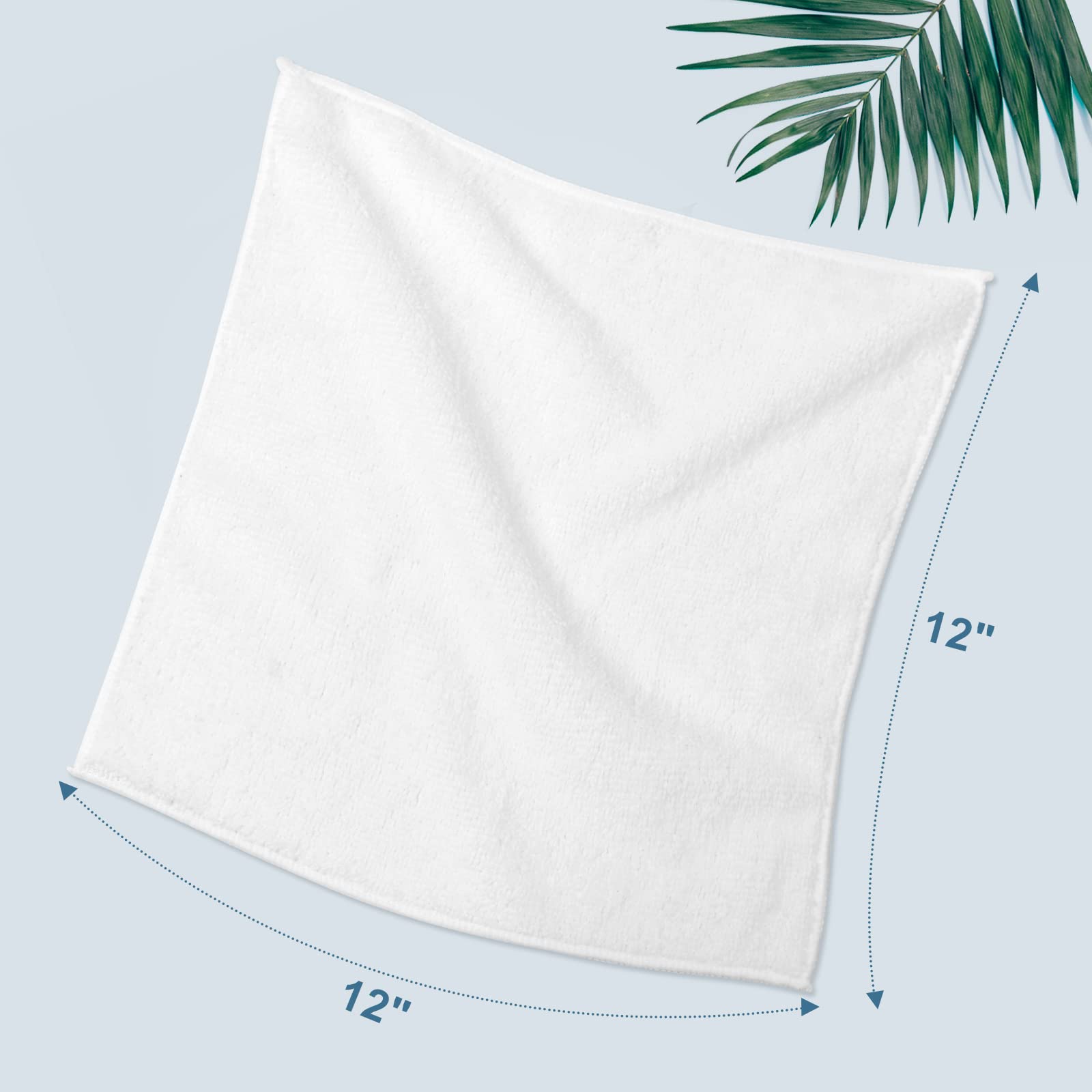 HOMEXCEL Microfiber Washcloths Towel Pack of 50, 12" x 12" Highly Absorbent and Soft Face Towels Wash Cloths for Bathroom, Gym, Hotel and Spa, Fast Drying Multi-Purpose Cleaning Cloth, White