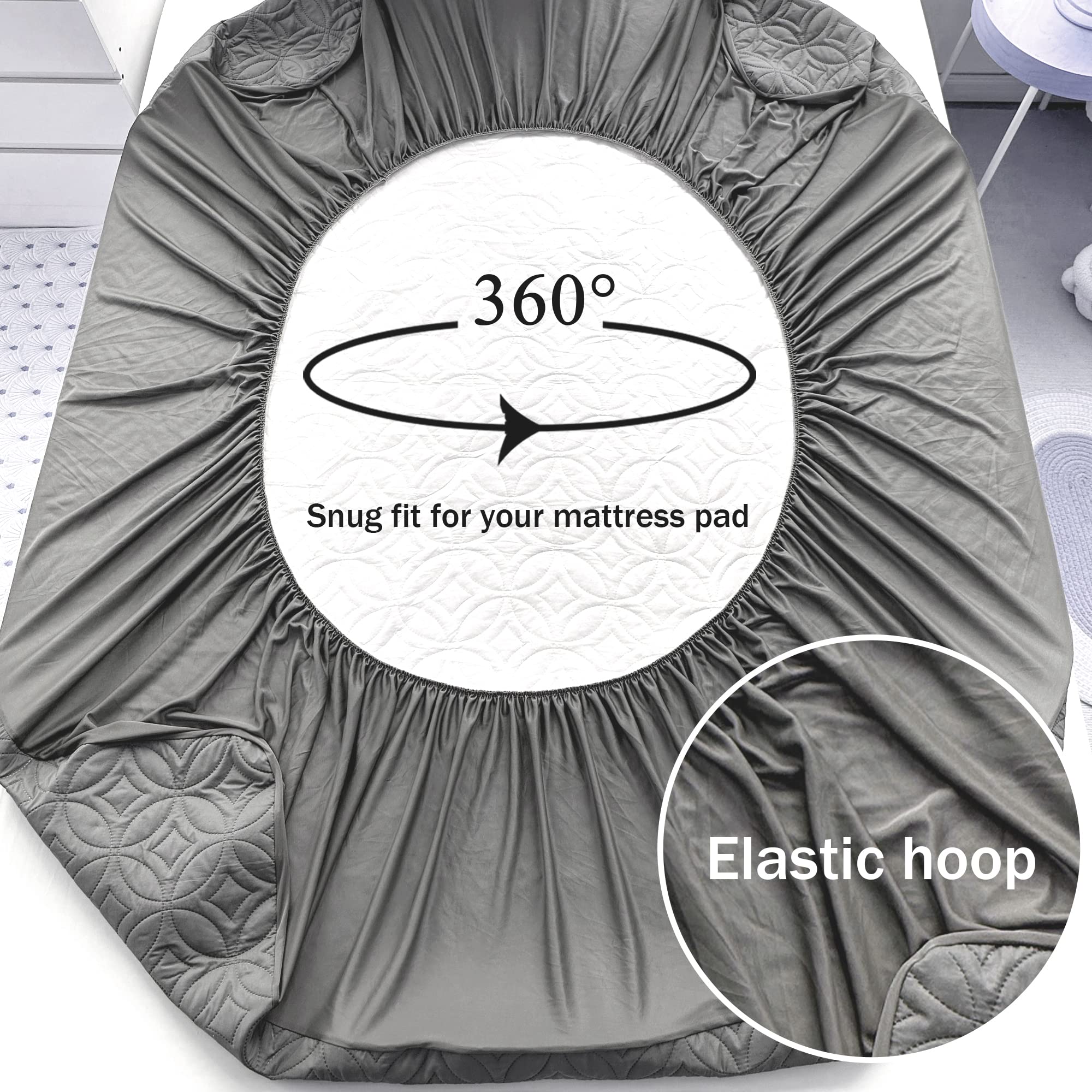 FELTYBED Twin Size 39"x75" Waterproof Mattress Protector, Soft Bed Grey Mattress Cover Twin, Breathable Mattress Pad Cover with Deep Pocket 6"- 15", Noiseless Washable
