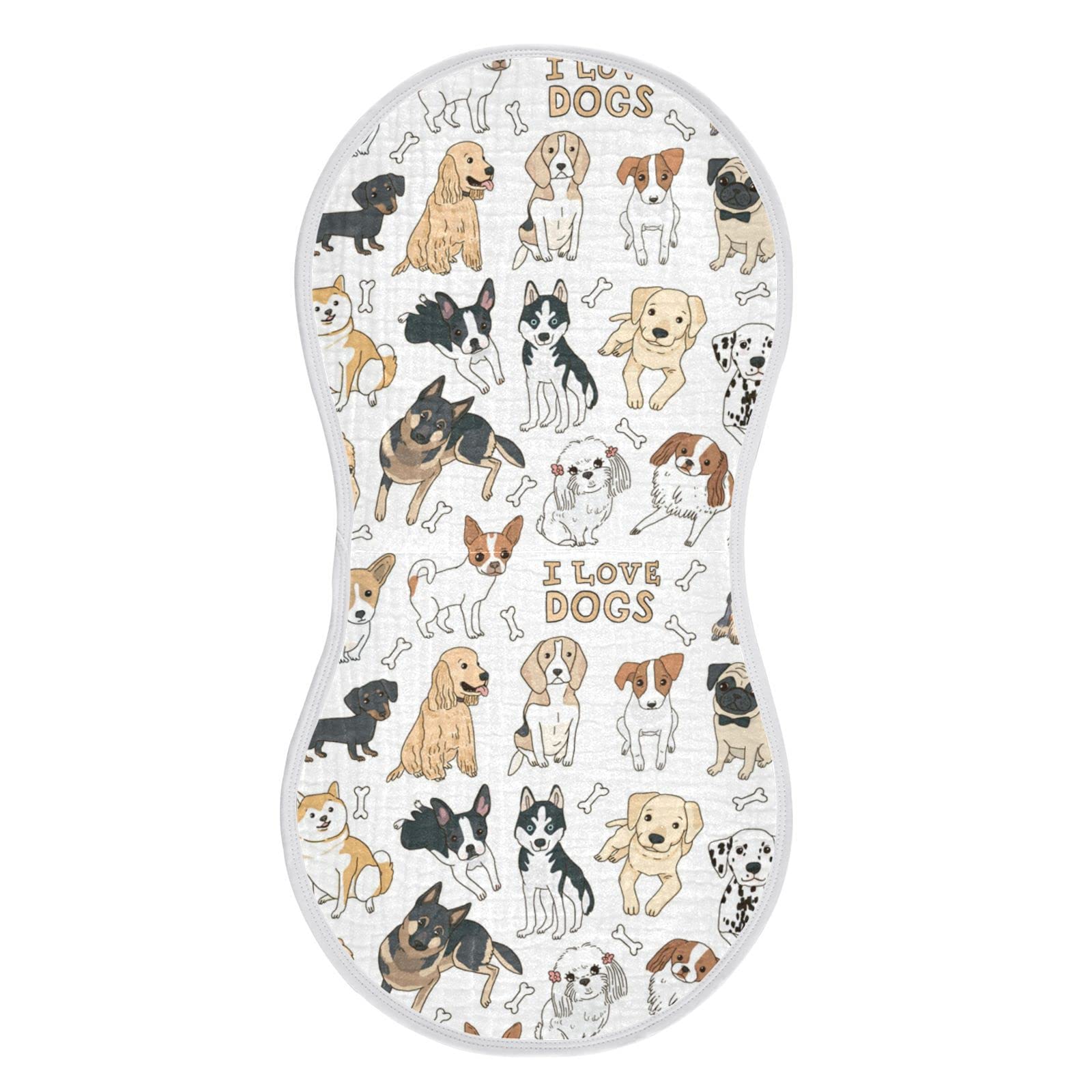 Kigai Cute Puppy Muslin Baby Burp Cloth, Super Soft Absorbent Cotton Burp Rag Baby Bibs Washcloth Face Towel for Newborn Boys Girls Registry Gift, 2 Packs