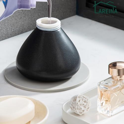 Lareina Foam Hand Soap Dispenser - 16 oz Bathroom Lotion Hand Pump Dispenser, Ceramic Foaming Soap Dispenser with Gold Removable Pump for Kitchen Hand Wash Dispenser, Black