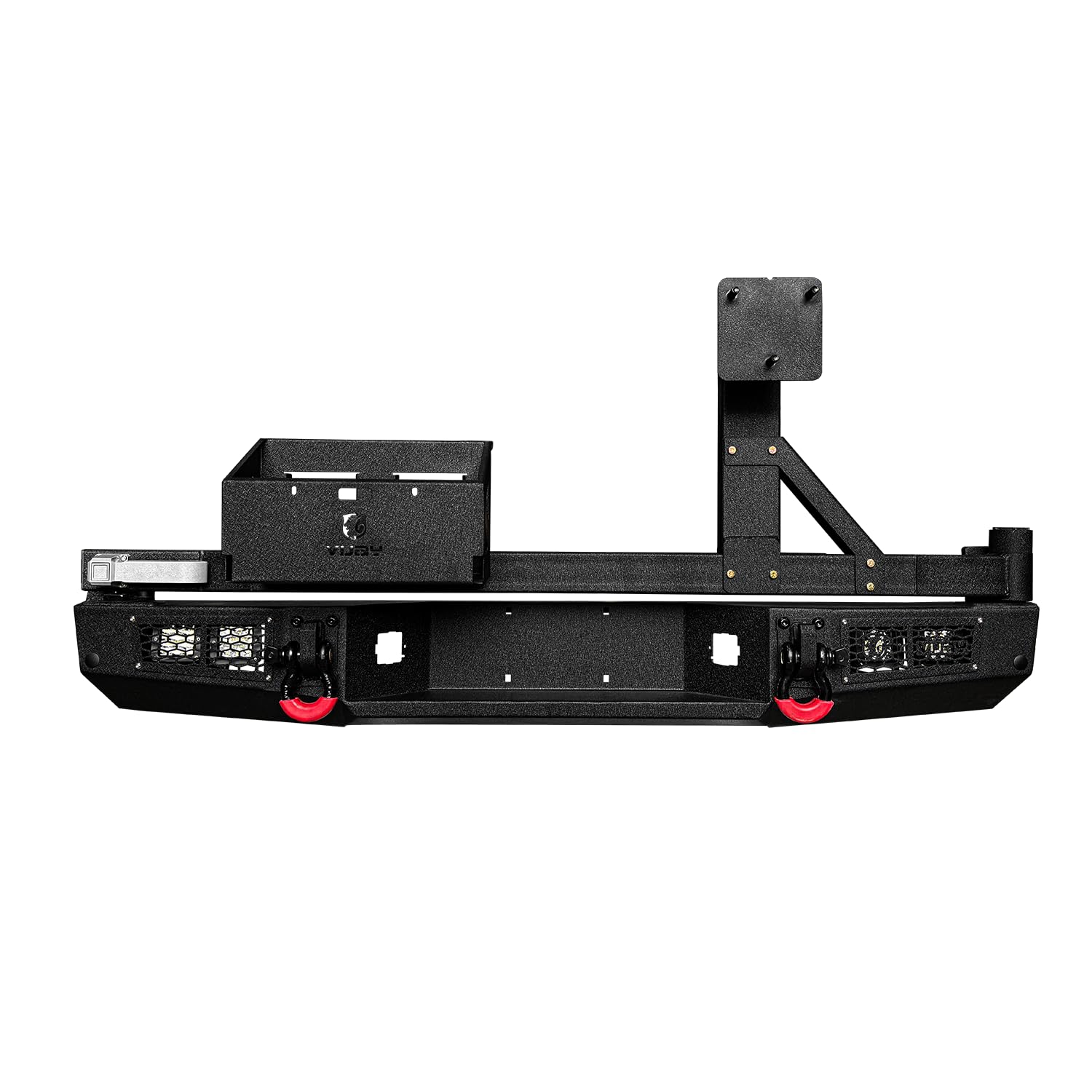 LUYWTE New Black Texture Steel Rear Bumper With Spare Tire Carrier&Sensor holes&D-Rings For 2005-2015 Tacoma