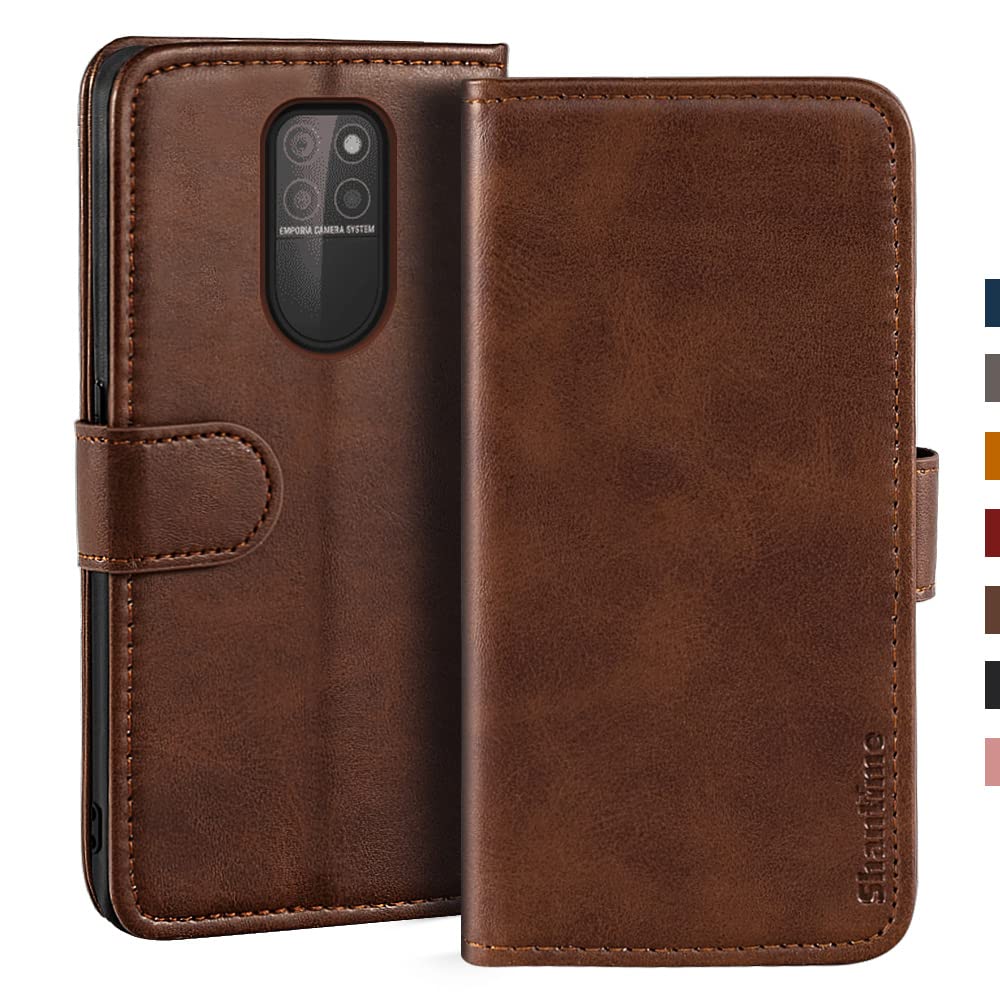 for Emporia Smart 5 Case, Leather Wallet Case with Cash & Card Slots Soft TPU Back Cover Magnet Flip Case for Emporia Smart 5 (5.5β) Brown