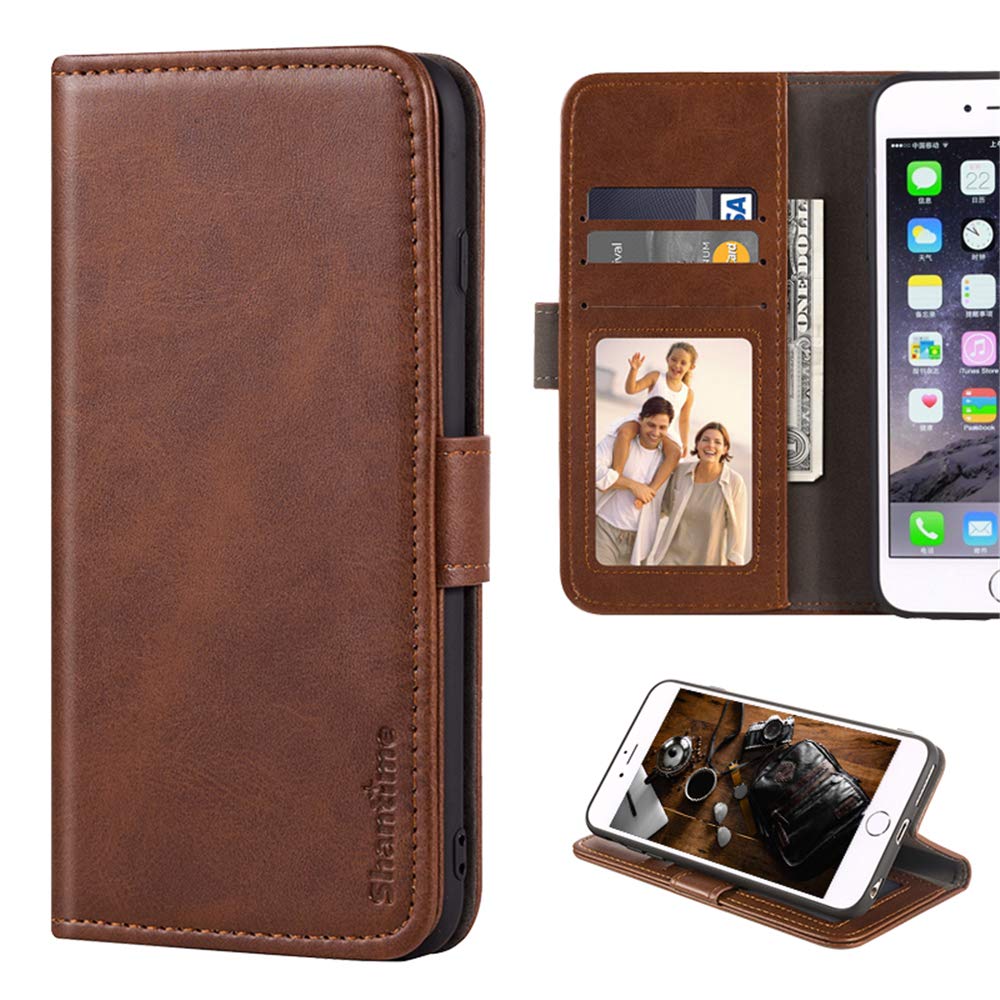 for Emporia Smart 5 Case, Leather Wallet Case with Cash & Card Slots Soft TPU Back Cover Magnet Flip Case for Emporia Smart 5 (5.5”) Brown