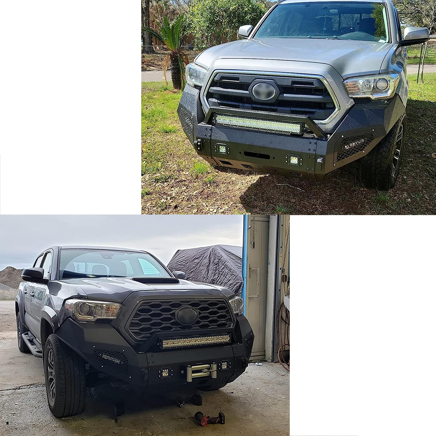 LUYWTE Fit 2016-2023 Tacoma Steel Front and Rear Bumper With Winch Plate&Tire Carrier&LED Lights(Black Texture)