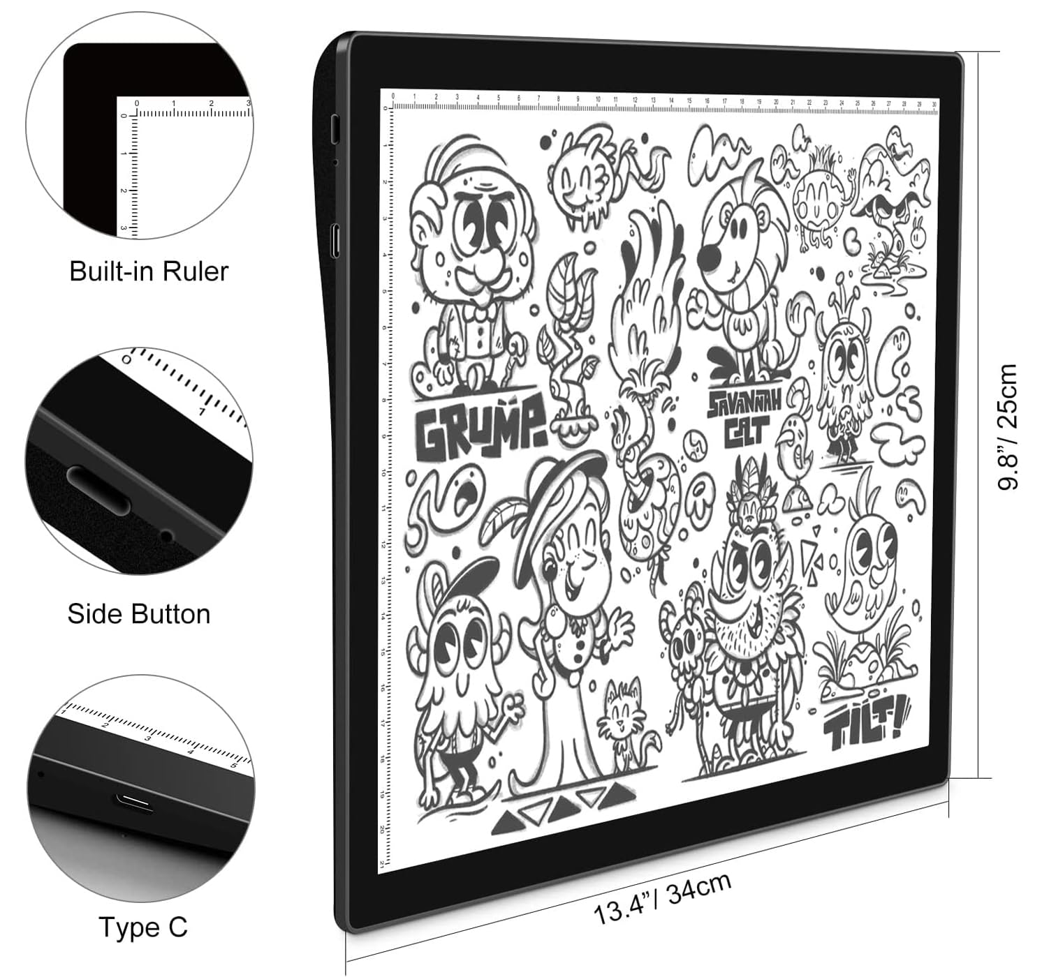 A4 Rechargeable Light Pad with Carry Bag, KOBAIBAN Wireless Magnetic Tracing Light Box, 5-Level Brightness LED Light Tablet Board, Cordless Battery Powered Light Drawing Table for DIY Diamond Painting