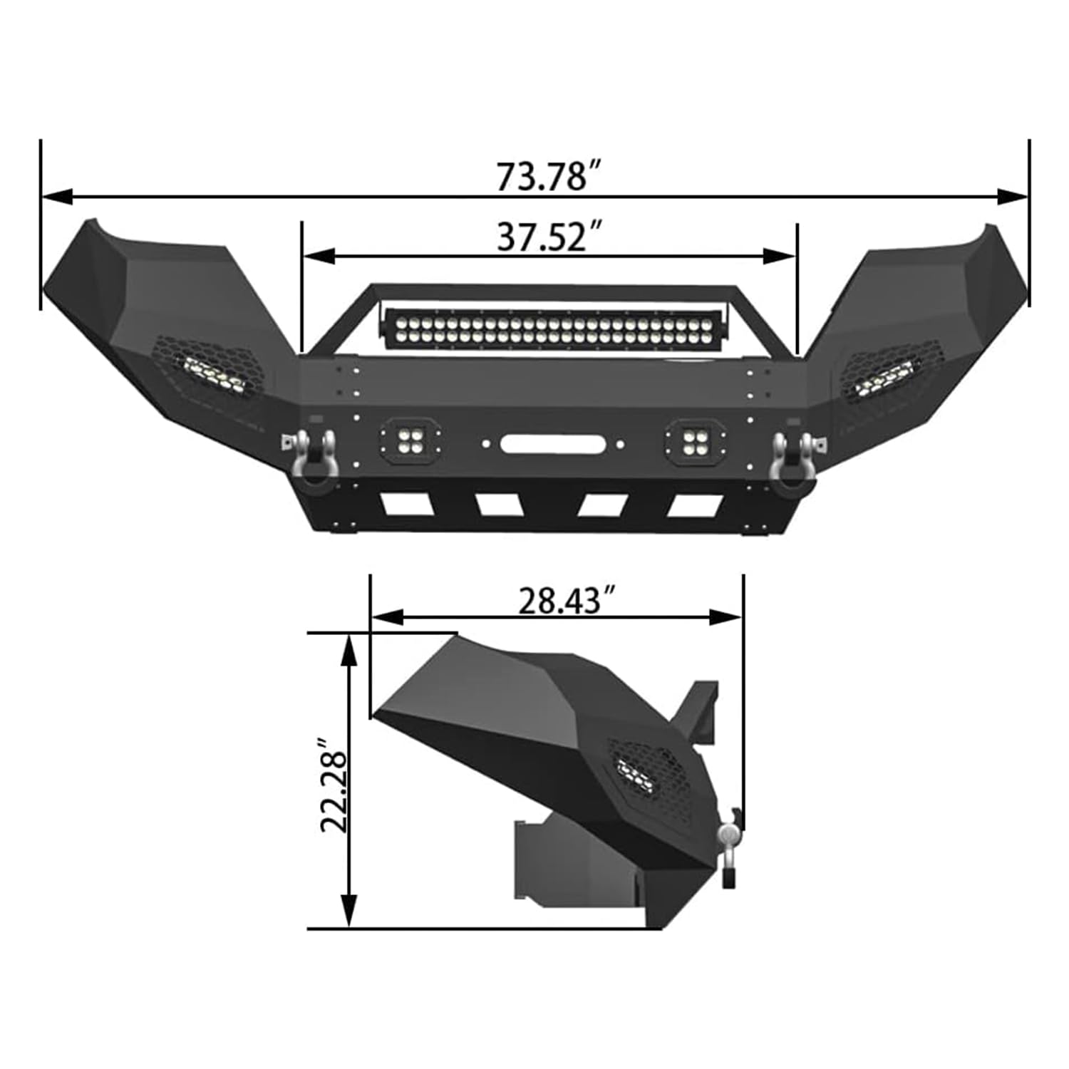 LUYWTE Fit 2016-2023 Tacoma Steel Front and Rear Bumper With Winch Plate&Tire Carrier&LED Lights(Black Texture)