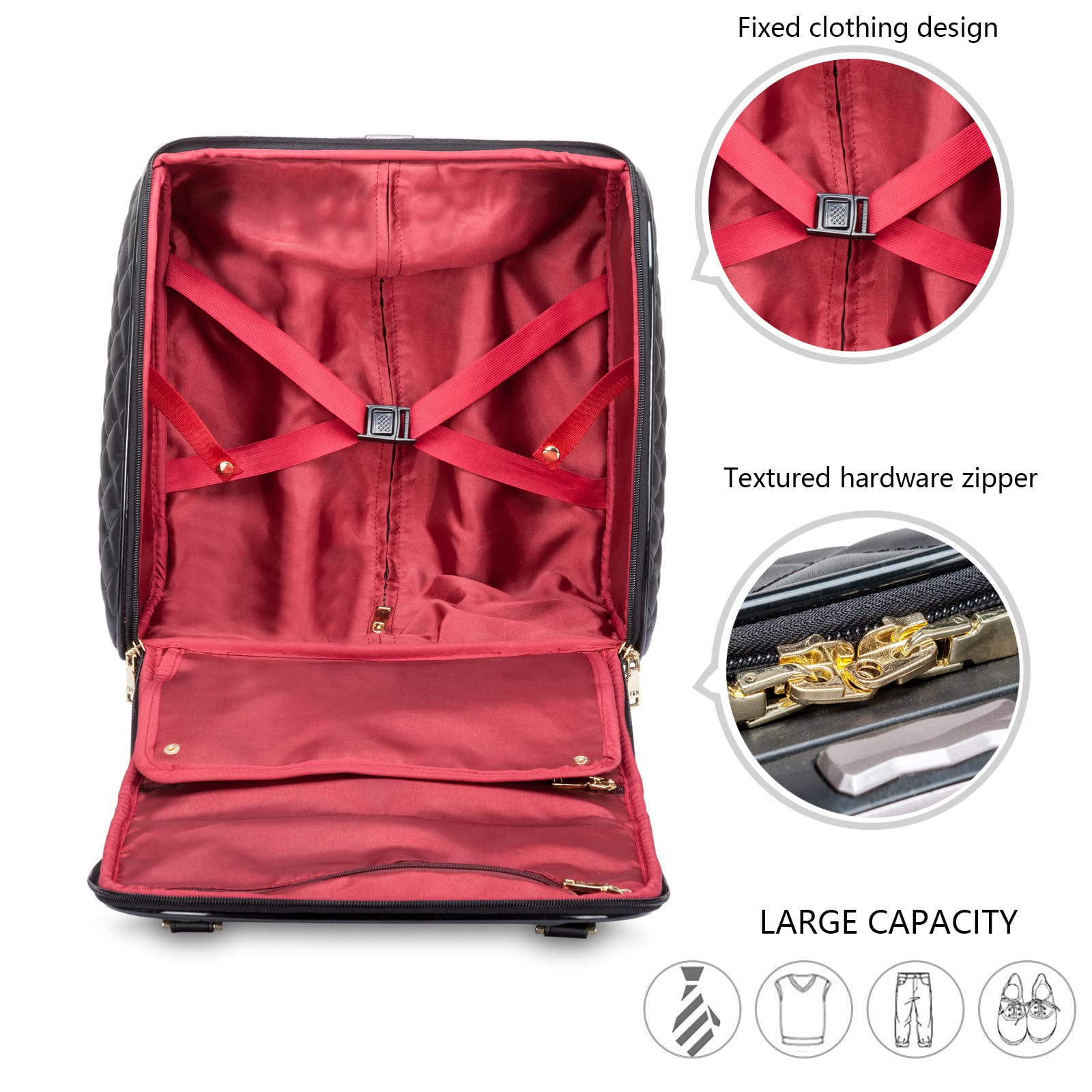 feilario 16in Leather Softside Underseat Carry on Suitcases Expandable Spinner Wheels Travel Luggage