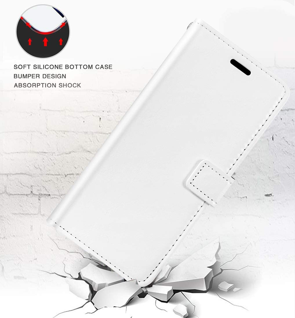 for Emporia Smart 4 Case, Premium PU Leather Magnetic Flip Case Cover with Card Holder and Kickstand for Emporia Smart 4 (4.95β) White