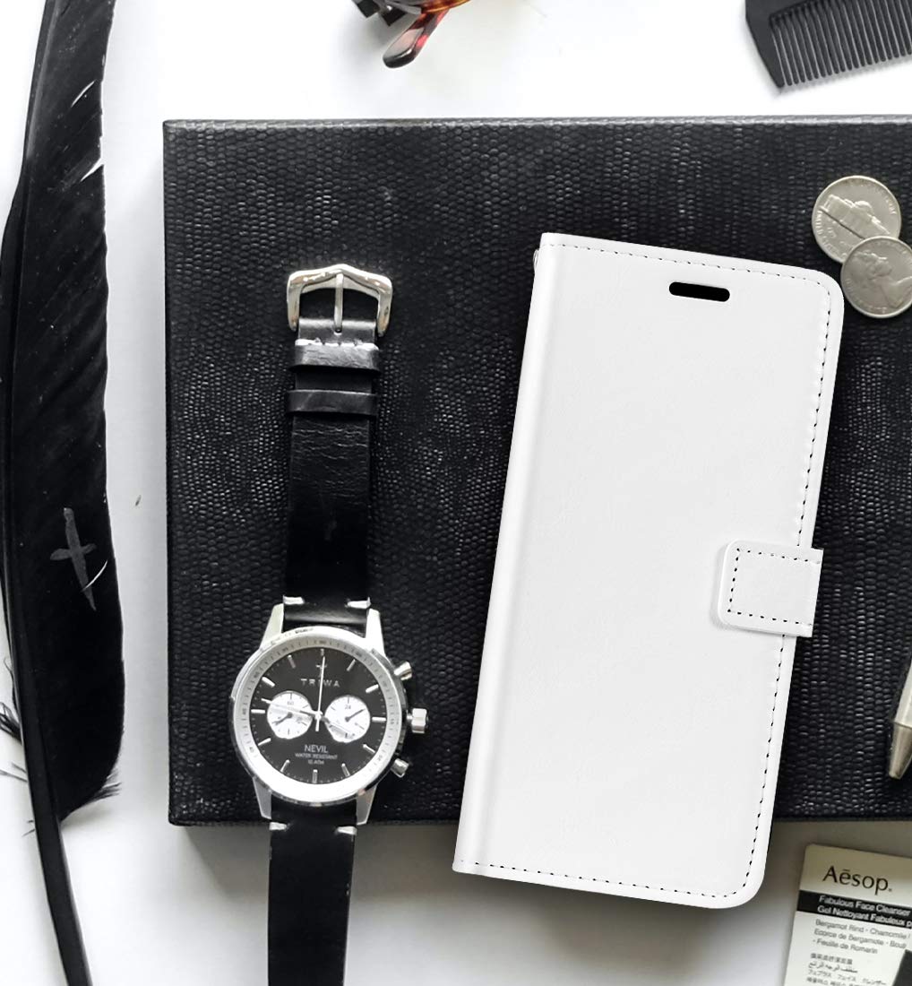 for Emporia Smart 4 Case, Premium PU Leather Magnetic Flip Case Cover with Card Holder and Kickstand for Emporia Smart 4 (4.95β) White