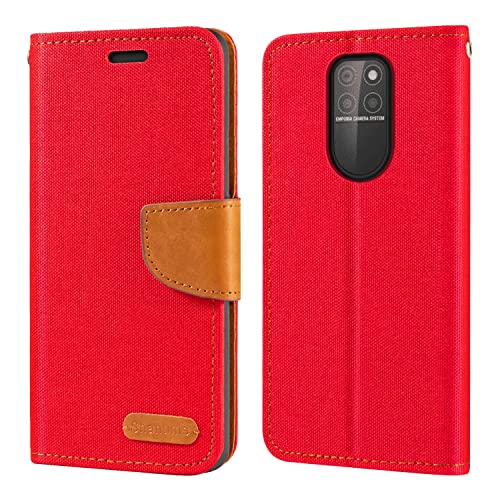 for Emporia Smart 5 Case, Oxford Leather Wallet Case with Soft TPU Back Cover Magnet Flip Case for Emporia Smart 5 (5.5”) Red