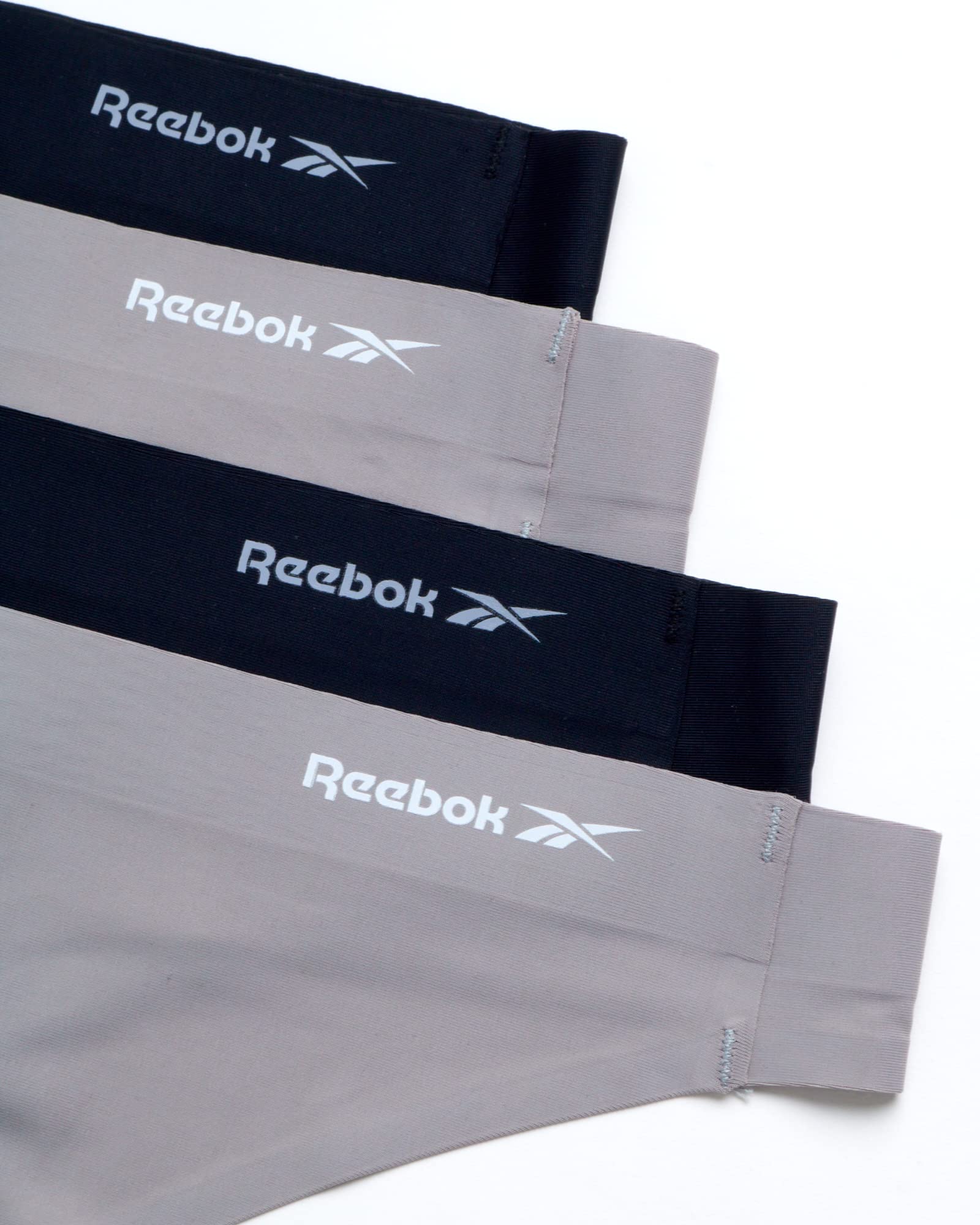 Reebok Women's Thong Underwear - 4 Pack or 8 Pack Breathable Stretch Performance Sexy Seamless Thong Panties for Women (S-XL), Size Medium, Shark Skin/Black-4pk