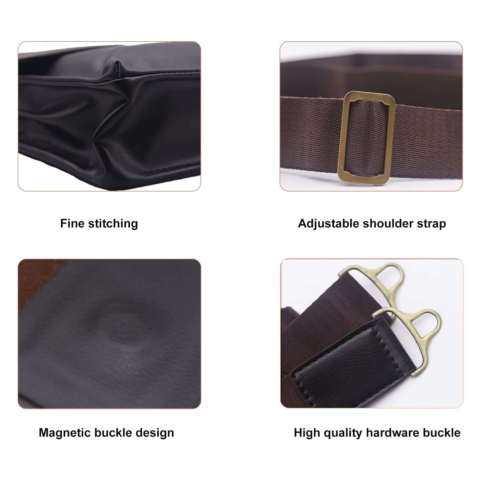 Henmifyer Mens Crossbody Bags Leather Messenger Shoulder Bag Side Sling Bag for Men Travel Work Business Magnetic Buckle (Brown)