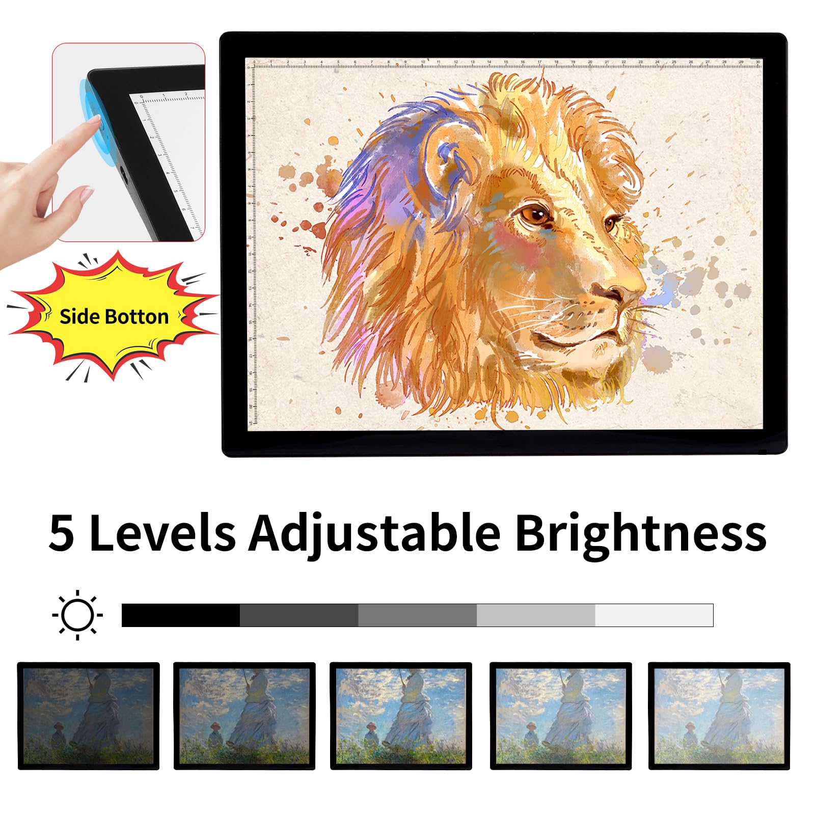 A4 Rechargeable Light Box with Bag, iVAOOZE Wireless Magnetic Tracing Light Pad, 5 Levels Brightness Light Table, Cordless Battery Powered Light Drawing Board for Diamond Painting Cricut Weeding Vinyl
