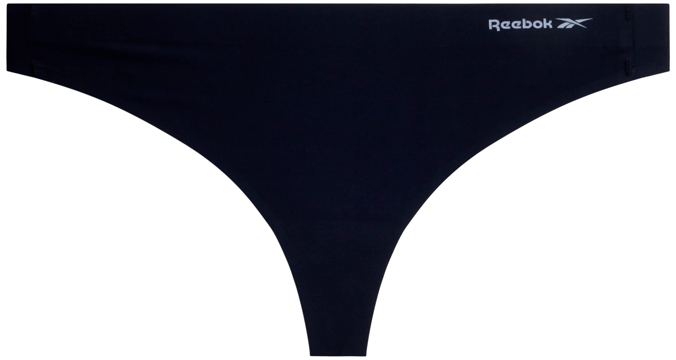Reebok Women's Thong Underwear - 4 Pack or 8 Pack Breathable Stretch Performance Sexy Seamless Thong Panties for Women (S-XL), Size Medium, Shark Skin/Black-4pk
