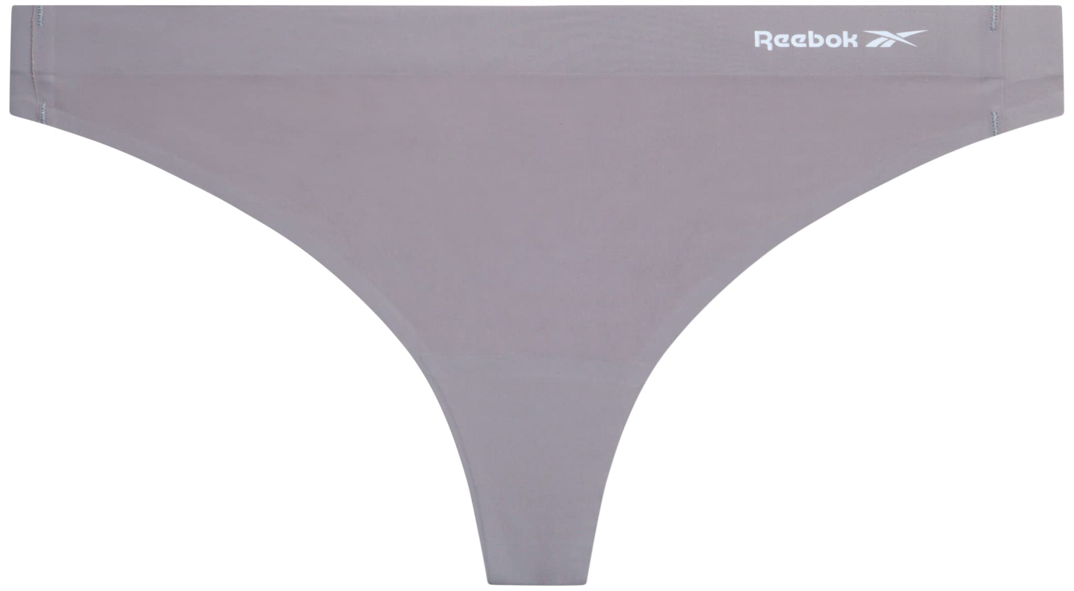 Reebok Women's Thong Underwear - 4 Pack or 8 Pack Breathable Stretch Performance Sexy Seamless Thong Panties for Women (S-XL), Size Medium, Shark Skin/Black-4pk