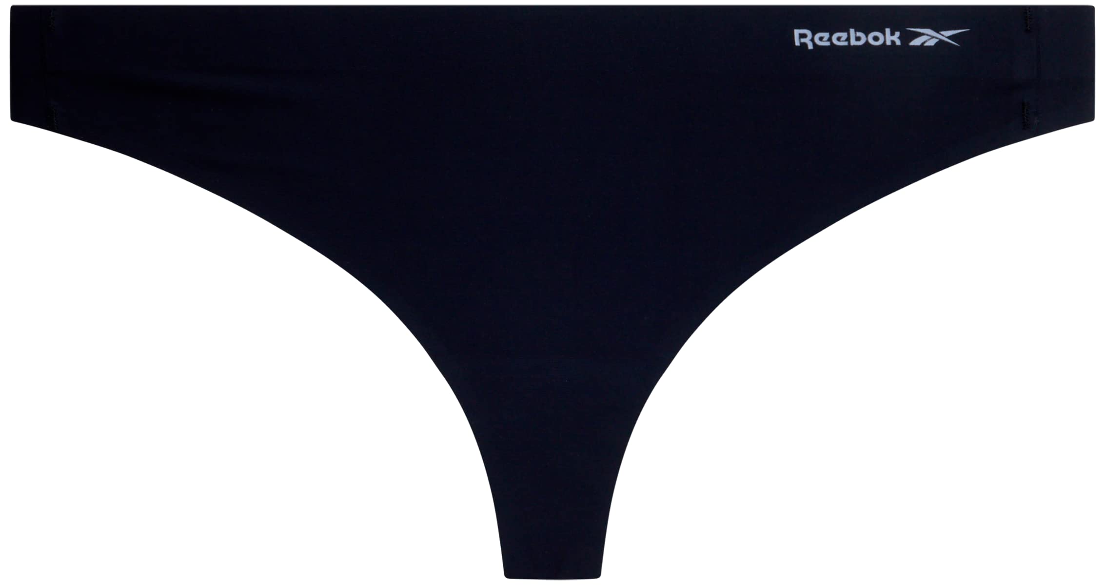 Reebok Women's Thong Underwear - 4 Pack or 8 Pack Breathable Stretch Performance Sexy Seamless Thong Panties for Women (S-XL), Size Medium, Shark Skin/Black-4pk