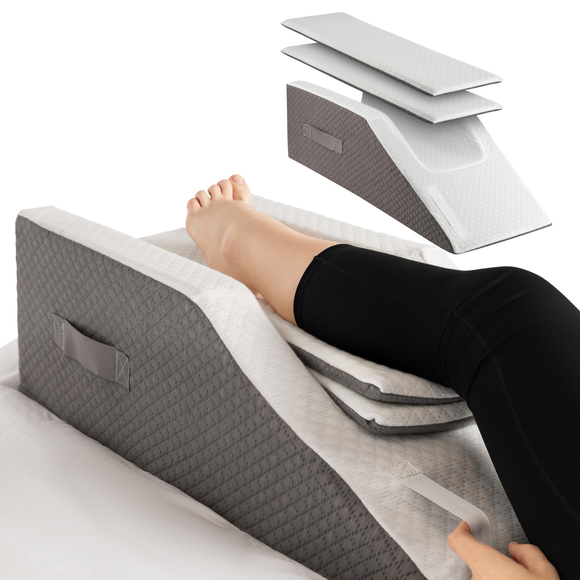 Kӧlbs Single Or Double Leg Elevation Pillow | Post Surgery Leg Pillow | Stylish Chic Jacquard Cover | Ankle Knee and Leg Support Pillow for Injury After Surgery (Adjustable)