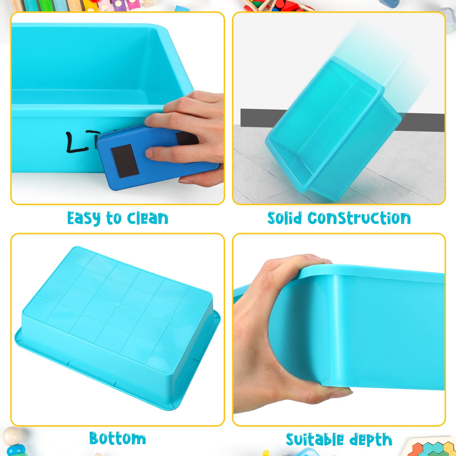 Kigley 10 Pcs Flat Storage Tray Organizer Bin Letter Size Paper Trays for Classroom Art Activity Plastic Stackable File Paper Organizer for Teacher Students School Office Book Organization