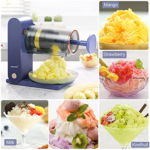 Shaved Ice Maker Snow Cone Rechargeable Slushie Machine Ice Cream Maker for Kids and Family Portable USB Charger 2 Set Block Ice Molds (purple)