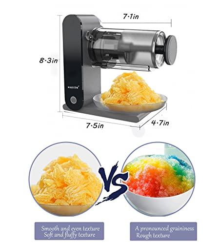 Shaved Ice Maker Snow Cone Rechargeable Slushie Machine Ice Cream Maker for Family Portable USB Charger 2 Set Block Ice Molds (Black)