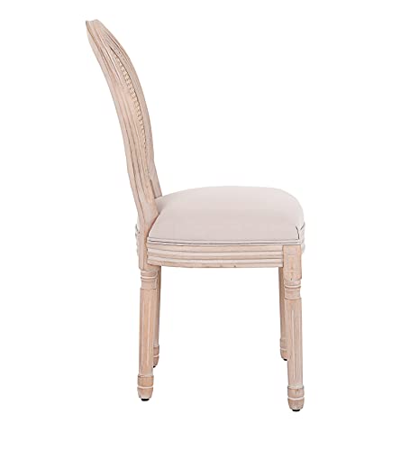 Henf French Country Dining Chairs Set of 2,Vintage Dining Chairs with Solid Wood Frame,Side Chairs Farmhouse Dining Chairs for Kitchen,Restaurant,Upholstered Dining Room Chair (Beige, Round Back)