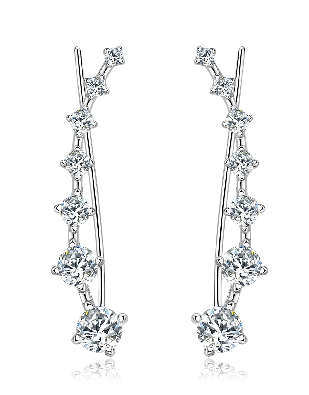 Moissanite Earring for Women 7 Moissanite Ear Cuffs Crawler Earrings 925 Sterling Silver Hypoallergenic Climber Earrings Christmas Birthday Jewelry Gifts
