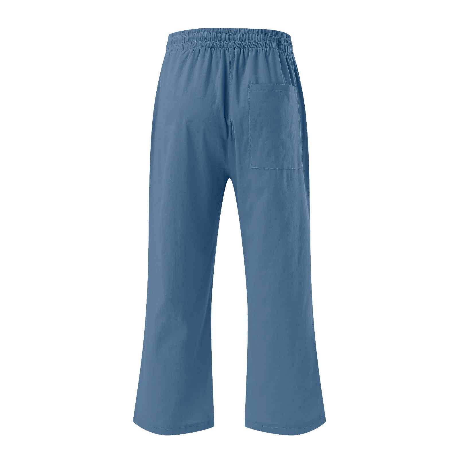 Capri Pants for Women Casual Summer Denim Capri Pants Casual 2023 Summer Drawstring Elastic High Waist Linen Pant Straight Wide Leg Cropped Trouser