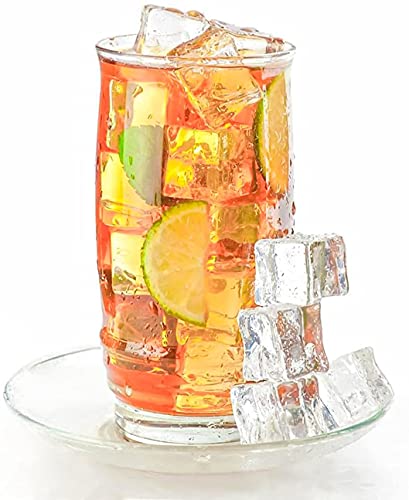 DomeStar Clear Fake Ice Cubes, 20 PCS 1.0" Plastic Ice Cubes Acrylic Clear Ice Rock Diamond Crystals Square Fake Ice Cubes Display for Summer Home Decoration Wedding Centerpiece Vase Fillers
