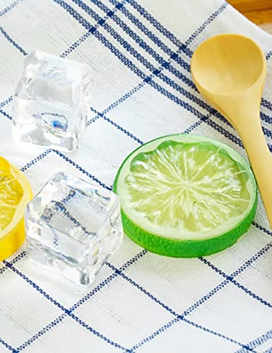 DomeStar Clear Fake Ice Cubes, 20 PCS 1.0" Plastic Ice Cubes Acrylic Clear Ice Rock Diamond Crystals Square Fake Ice Cubes Display for Summer Home Decoration Wedding Centerpiece Vase Fillers