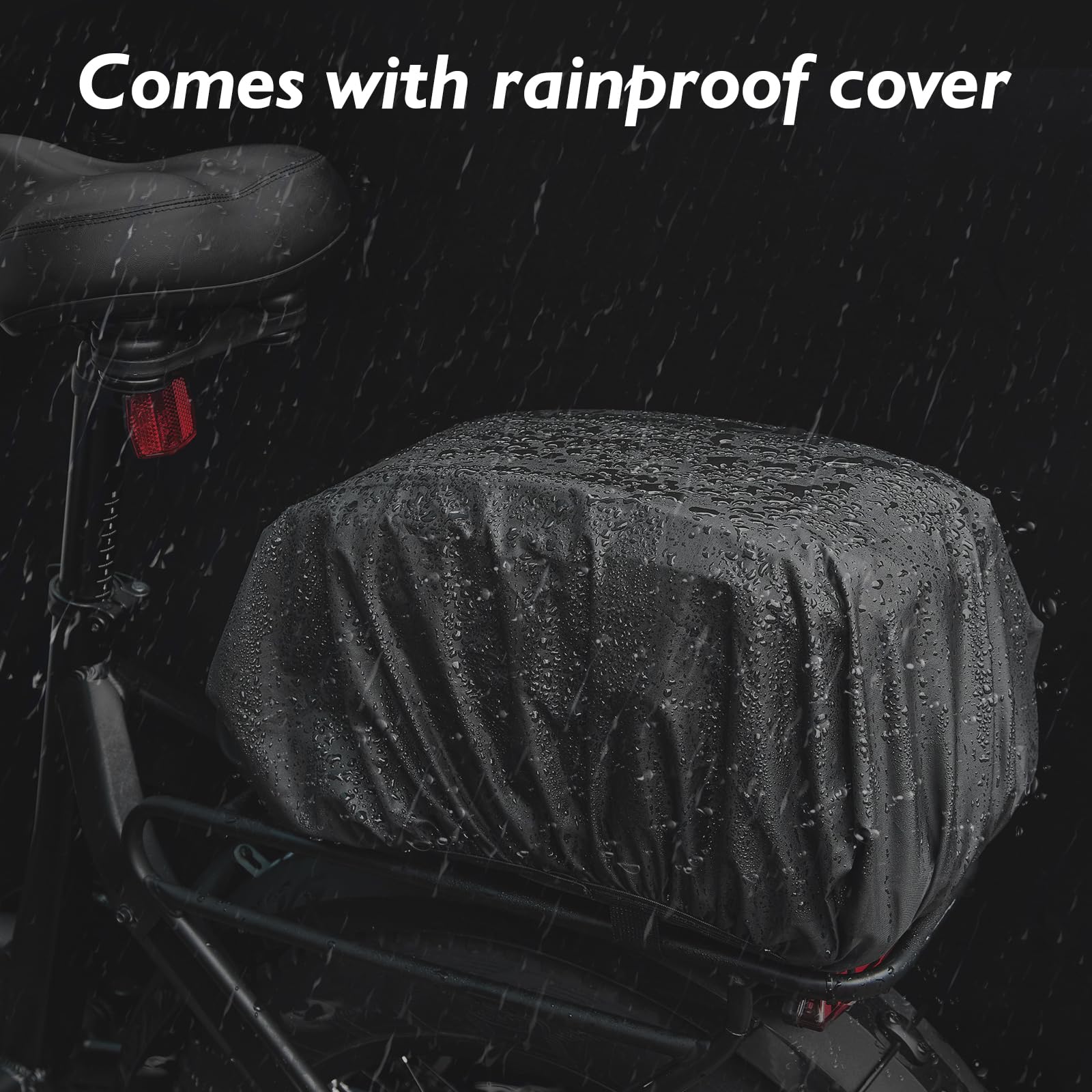Zacro Bike Bag Rear Rack, 13L Waterproof Bicycle Trunk Reflective Saddle Bag, 3 in 1 Shoulder/Handheld/Electric Ebike Pack Cargo Bag, Cycling Back Seat Luggage Pannier Pouch with Strap&Rain Cover
