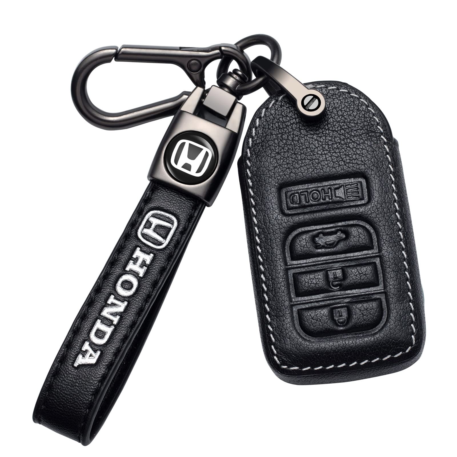 LEBASQ Car Key Cover Suit for Honda Civic Accord CR-V HR-V Odyssey Pilot series models Leather Keychain car case keyring Accessories