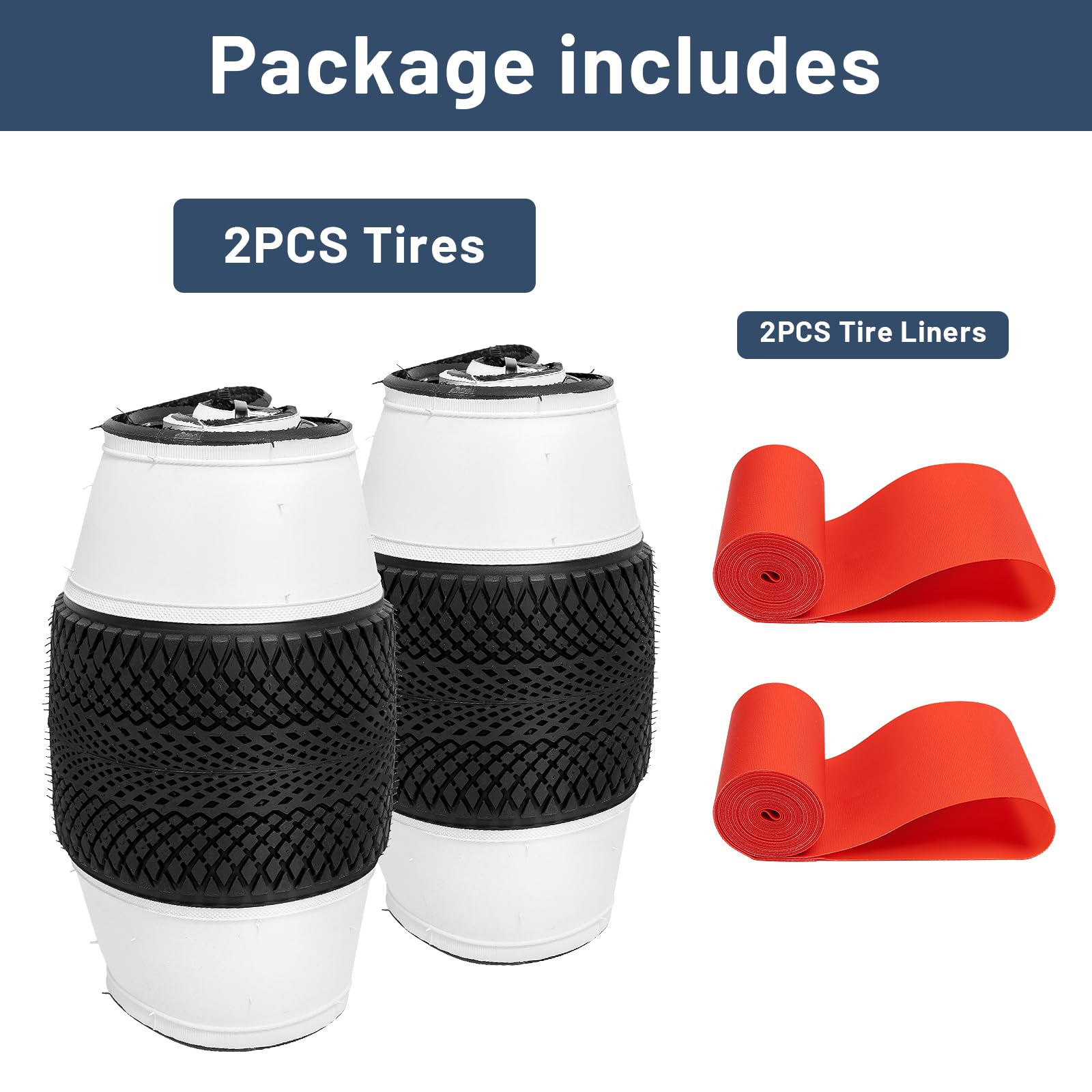 2 Pack 20" E-Bike Tires 20x4.0 Classic White Wall Tires with 2 Nylon Rim Strips for 20 x 4.0 Electric Bike Bicycle Tires