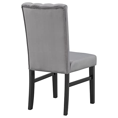 KELRIA 6-Piece Rectangular Table Set with Marble Veneer and 4 Flannelette Upholstered Dining Chairs & Bench, for Living Furniture, Guest Room, Home Bar, and Kitchen, White+Gray